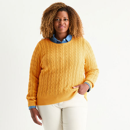 Click here for St. Johns Bay Plus Womens Crew Neck Long Sleeve Pu... prices