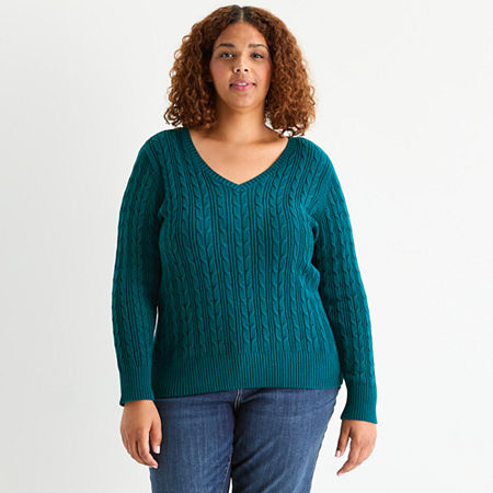 Click here for St. Johns Bay Plus Womens V Neck Long Sleeve Pullo... prices
