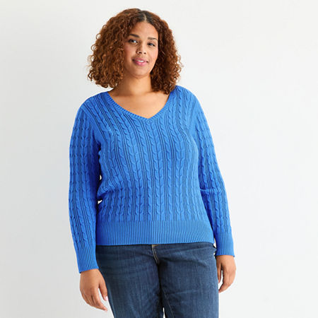 Click here for St. Johns Bay Plus Womens V Neck Long Sleeve Pullo... prices