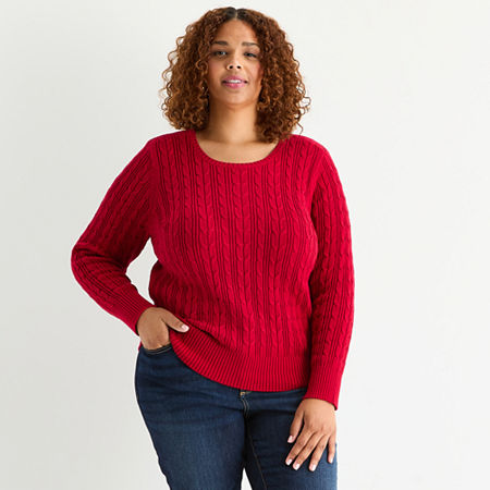 Click here for St. Johns Bay Plus Womens Crew Neck Adaptive Long... prices