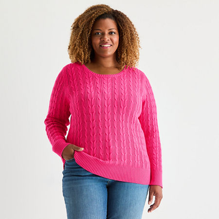 Click here for St. Johns Bay Plus Womens Crew Neck Adaptive Long... prices