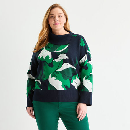 Click here for Liz Claiborne Plus Womens Long Sleeve Floral Pullo... prices
