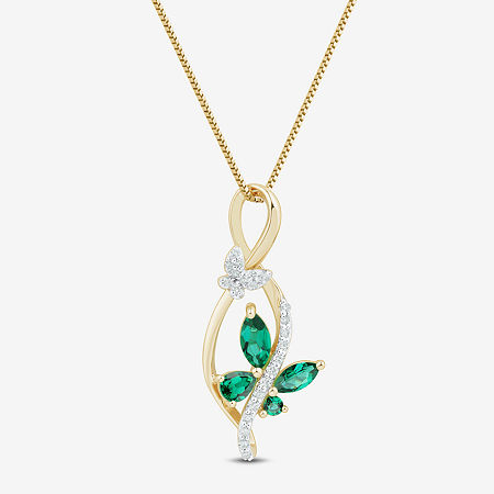 Click here for Womens Lab Created Green Emerald 14K Gold Over Sil... prices