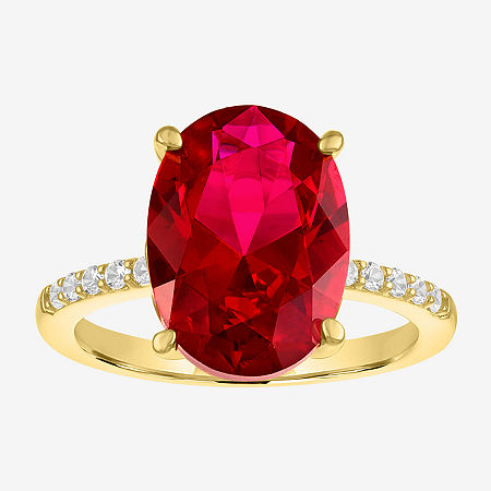 Click here for Womens Lab Created Red Ruby 14K Gold Over Silver O... prices