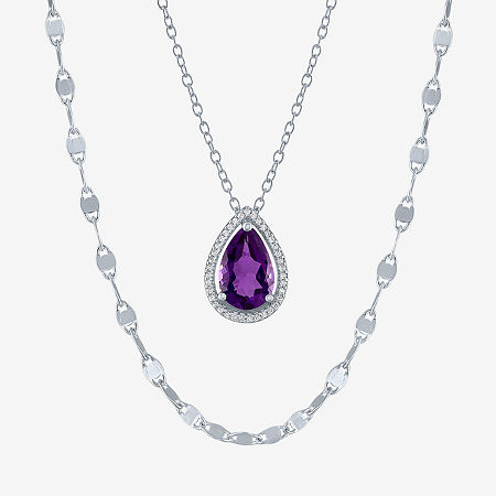 Click here for 2-pc.Birthstone Necklace Set in Pure Silver Over B... prices