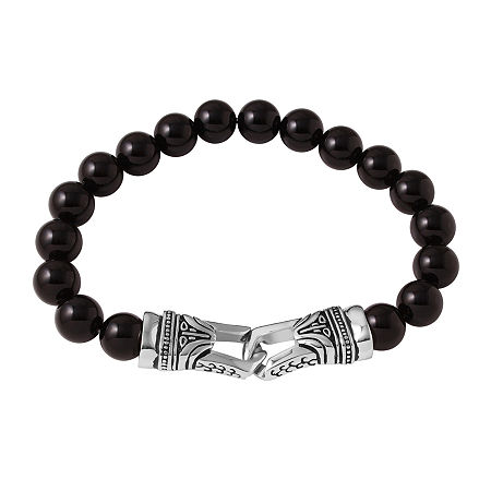 Click here for Mens Black Agate Bead and Stainless Steel Bracelet... prices