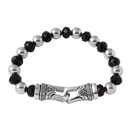 Click here for Mens Crystal and Stainless Steel Bead Bracelet  On... prices