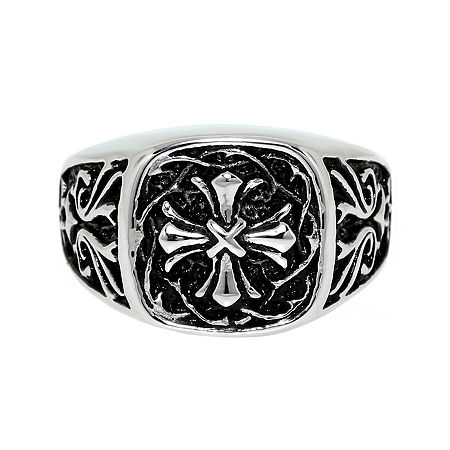 Click here for Mens Two-Tone Stainless Steel Cross Ring  10  Two... prices