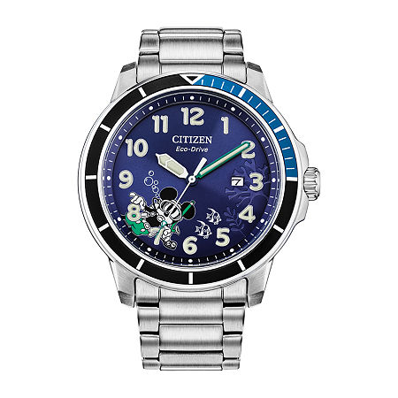 Disney by Citizen Mickey Mouse Water Sport Stainless Steel Bracelet Watch 46mm - Silver-tone