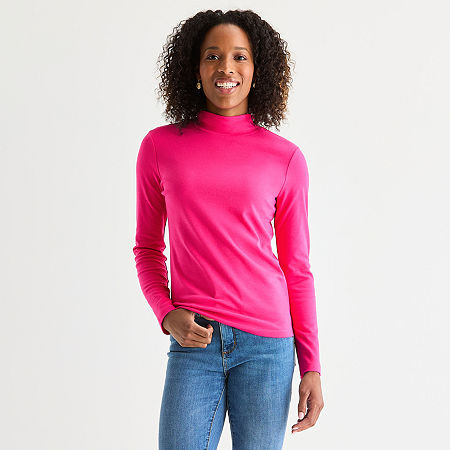 Click here for St. Johns Bay Womens Long Sleeve Tall Mock Neck To... prices