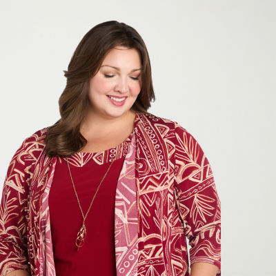 R & M Richards Womens Geometric Jacket Dress With Removable Necklace ...