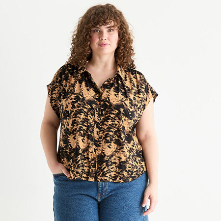 Click here for a.n.a Pleated Shoulder Womens Plus Short Sleeve Bl... prices