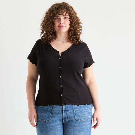 Click here for a.n.a Ribbed Womens Plus V Neck Short Sleeve Regul... prices