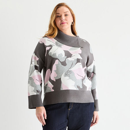 Click here for Liz Claiborne Plus Womens Long Sleeve Floral Pullo... prices