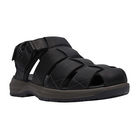 Clarks Mens Collection Guideview Cove Fisherman Sandals - Black Leather