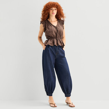 Click here for a.n.a Womens High Rise Denim Pleated Balloon Trous... prices