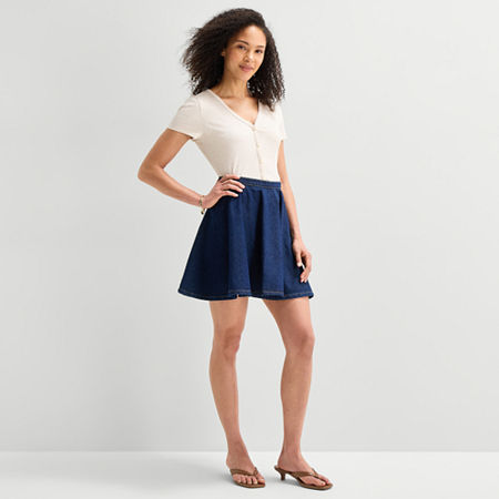 Click here for a.n.a Womens Mid Rise Denim Skirt  Medium  Blue prices