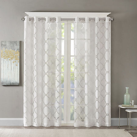 Click here for Eden Fretwork Burnout Sheer Window Curtain  white... prices