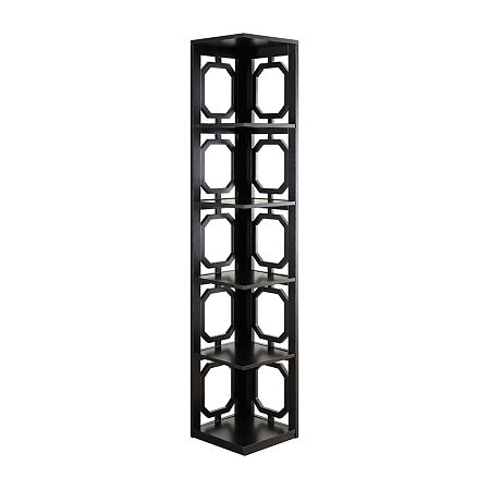 Omega 5 Tier Corner Bookcase - Black