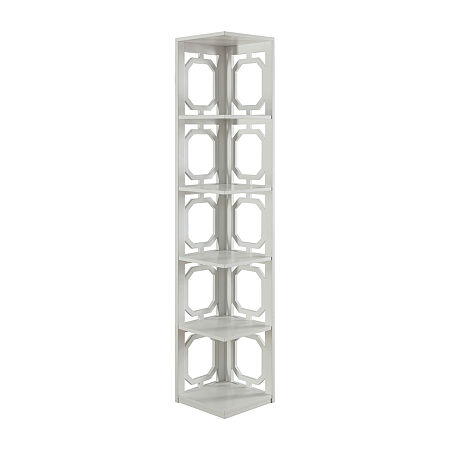 Omega 5 Tier Corner Bookcase - White