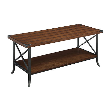 Brookline Coffee Table with Shelf - Dark Walnut  Slate Gray Frame