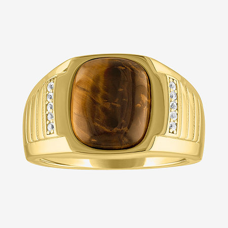 Click here for Mens Genuine Tigers Eye 14K Gold Over Silver Oval... prices