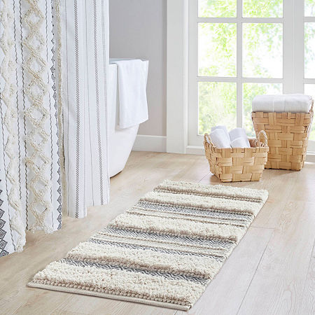 Ink+Ivy Asher Woven Texture Stripe Bath Rug  20 x 32 - Gray