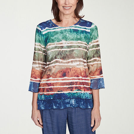 Click here for Alfred Dunner Summer Solstice Womens Crew Neck 3/4... prices