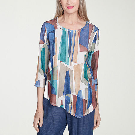 Click here for Alfred Dunner Summer Solstice Womens Crew Neck 3/4... prices