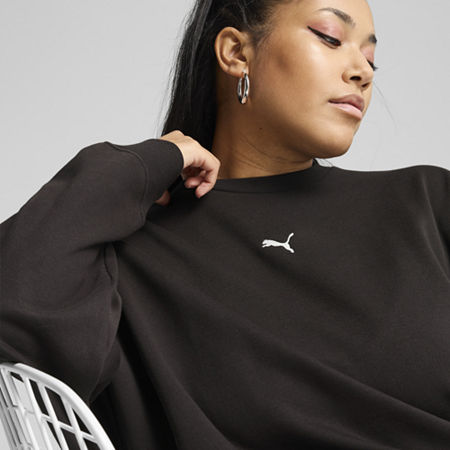 Puma Womens Essential Small Logo Crew Neck Sweatshirt  Xx-large  Black