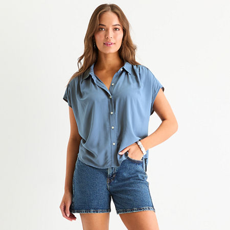 Click here for a.n.a Womens Pleated Shoulder Short Sleeve Regular... prices