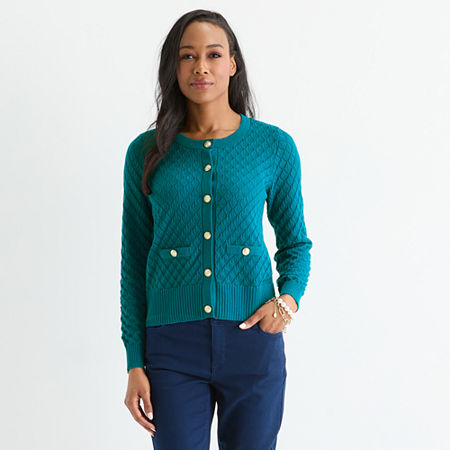 Click here for Liz Claiborne Womens Crew Neck Long Sleeve Button... prices