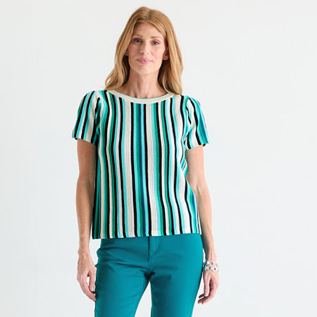 Click here for Liz Claiborne Womens Crew Neck Short Sleeve Stripe... prices