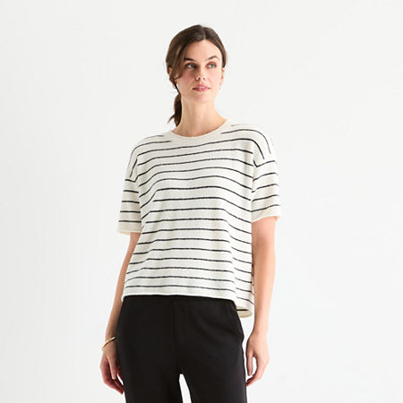 Click here for Stylus Womens Crew Neck Short Sleeve Pullover Swea... prices