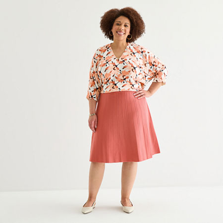 Click here for Liz Claiborne Womens Plus Mid Rise Midi Pleated Sk... prices