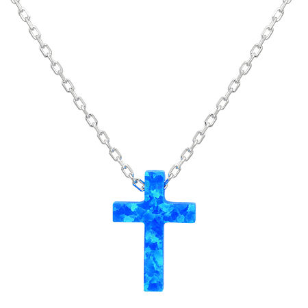 Click here for Womens Lab Created White Opal Sterling Silver Cros... prices