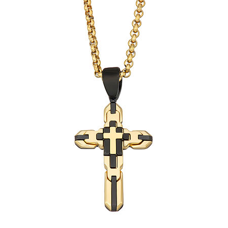 Click here for Mens Stainless Steel Cross 24 Inch Pendant Necklac... prices