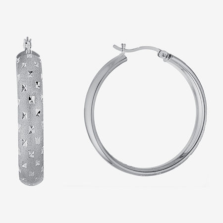 Click here for Diamond Cut Womens Sterling Silver 35.3mm Hoop Ear... prices