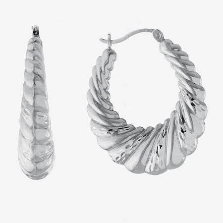 Click here for Croissant Womens Sterling Silver 33.5mm Hoop Earri... prices