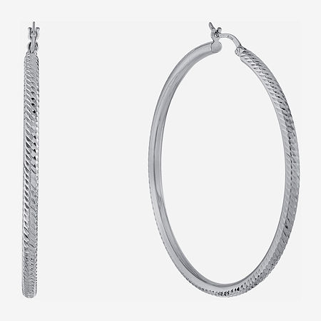 Click here for Diamond Cut Womens Sterling Silver 57mm Hoop Earri... prices