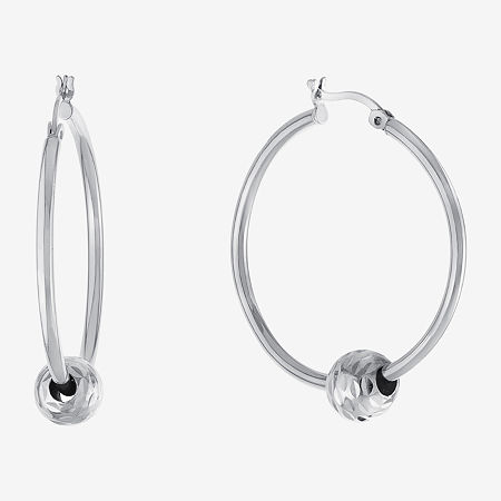 Click here for Womens Sterling Silver 36.1mm Ball Hoop Earrings... prices