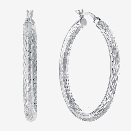 Click here for Womens Sterling Silver 37.8mm Hoop Earrings  One S... prices
