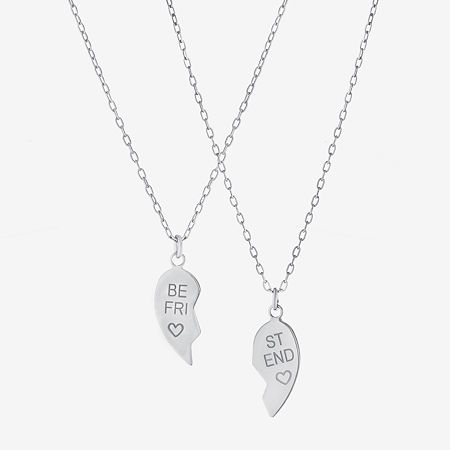 Click here for 2 Piece Sterling Silver Best Friend Heart Pendant... prices