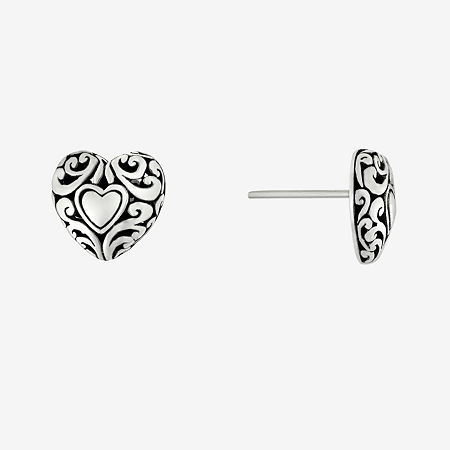 Click here for Sterling Silver 11.7mm Heart Stud Earrings  One Si... prices