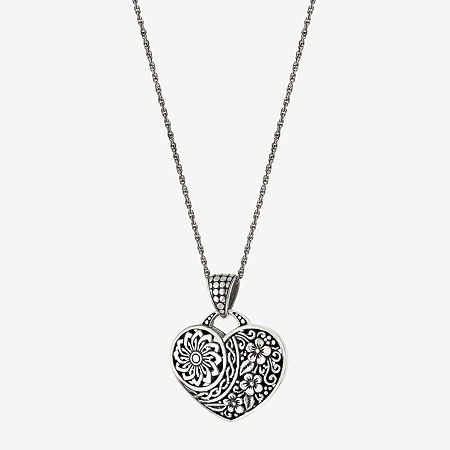 Click here for Womens Sterling Silver Heart 16 Inch Pendant Neckl... prices