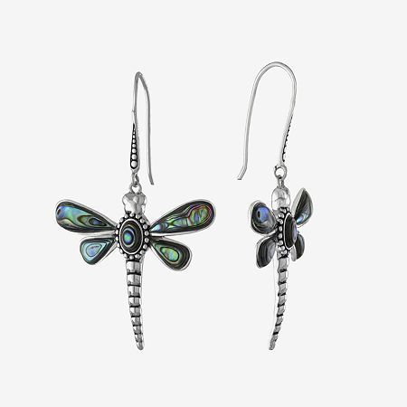 Click here for Genuine Abalone Sterling Silver Dragonfly Drop Ear... prices