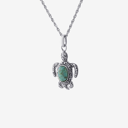 Click here for Turtle Womens Enhanced Blue Turquoise Sterling Sil... prices
