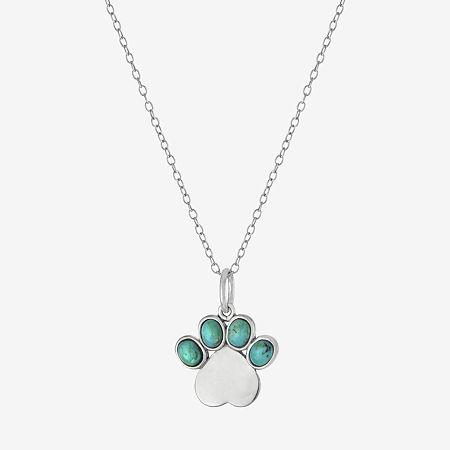 Click here for Paw Print Womens Enhanced Blue Turquoise Sterling... prices