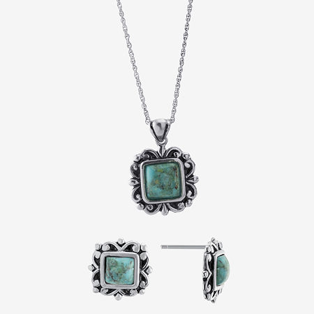 Click here for Womens Enhanced Blue Turquoise Sterling Silver 2-p... prices