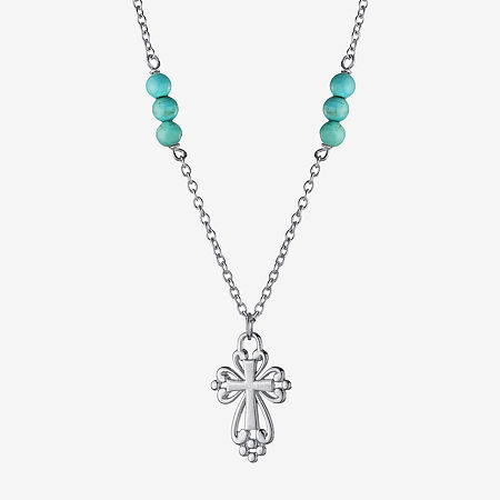 Click here for Womens Enhanced Blue Turquoise Sterling Silver Cro... prices